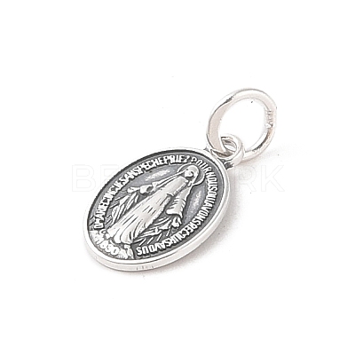 999 Fine Silver Oval with Virgin Religious Medal Charms with Jump Rings ...