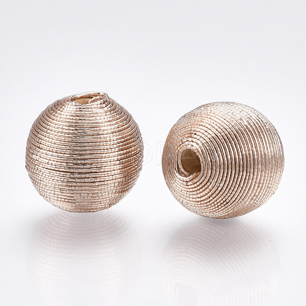Wood Beads Covered with Polyester Cord Wire - Beadpark.com
